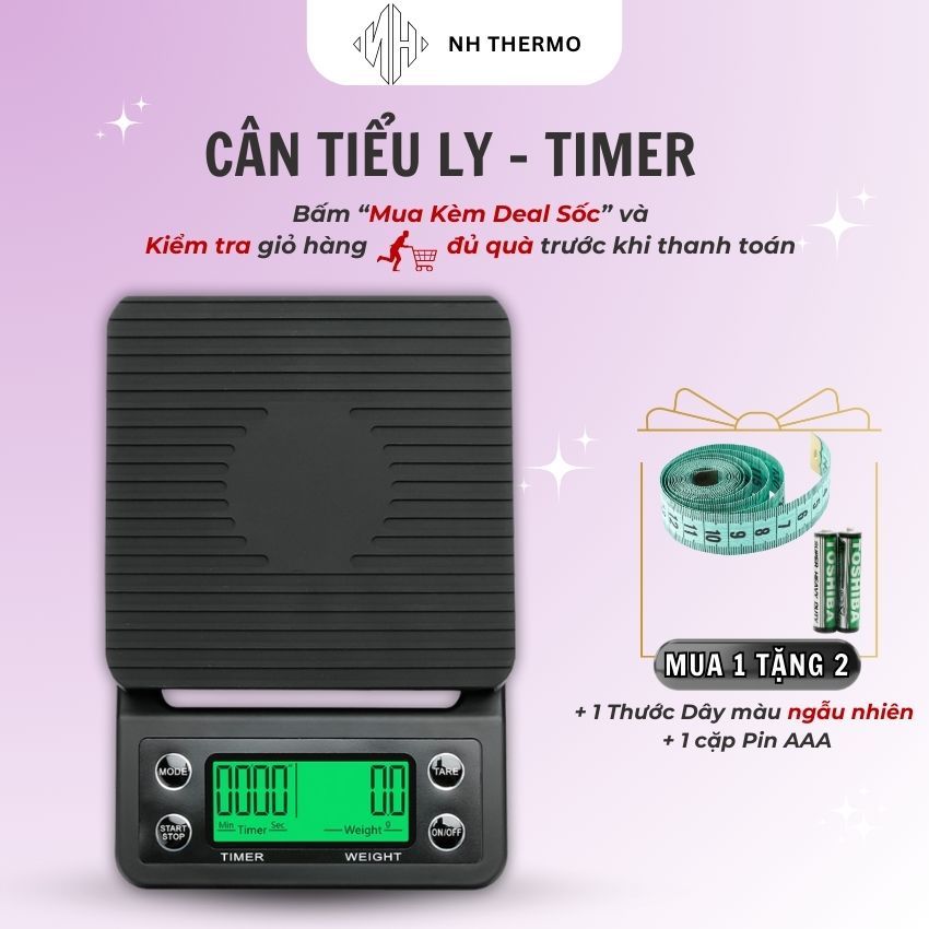 Cân tiểu li pha chế NH Thermo Timer 0.1g đến 3kg 5kg màn hình led có ...