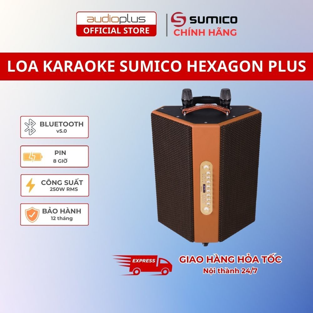 Loa karaoke di động Sumico Hexagon Plus - Công suất 250W - 2 mic không ...