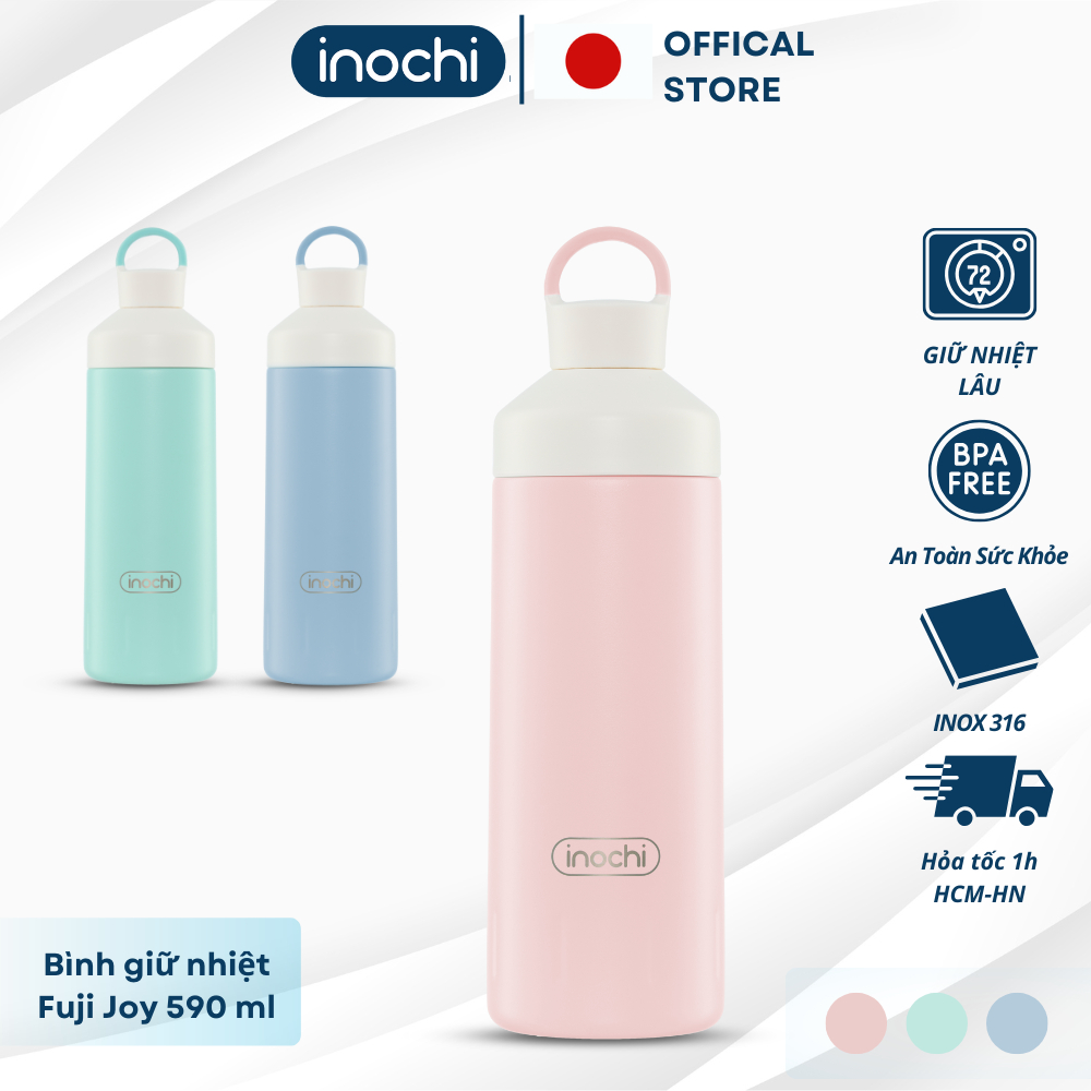 Bình giữ nhiệt cao cấp , bình giữ nhiệt inochi Fuji Joy 590ml chất liệu inox 316 thích hợp mang ...