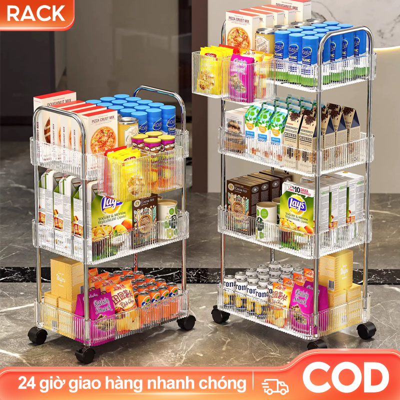 RACK kệ để đồ ăn vặt Đa Năng kệ nhựa trong suốt Có Bánh Xe Xe Đẩy Spa 2 ...