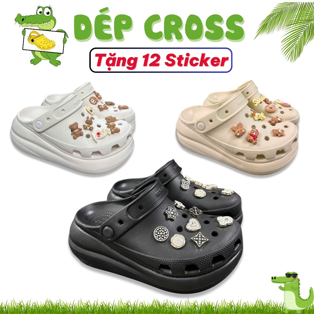 [ Hàng QC Loại 1 ] Dép Cross Crush Đế Bằng Sục Nữ Cao 6cm, Dép Crocs ...