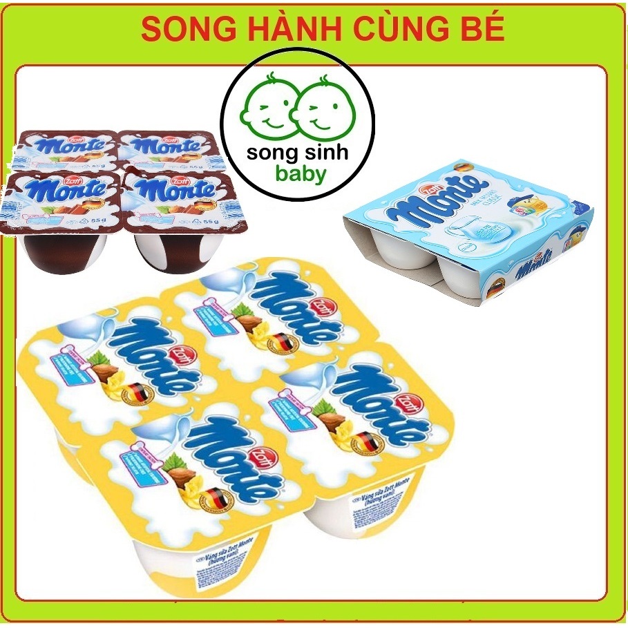 Lốc 4 hộp Váng sữa Monte hương vani/socola/tự nhiên 55g | Shopee Việt Nam