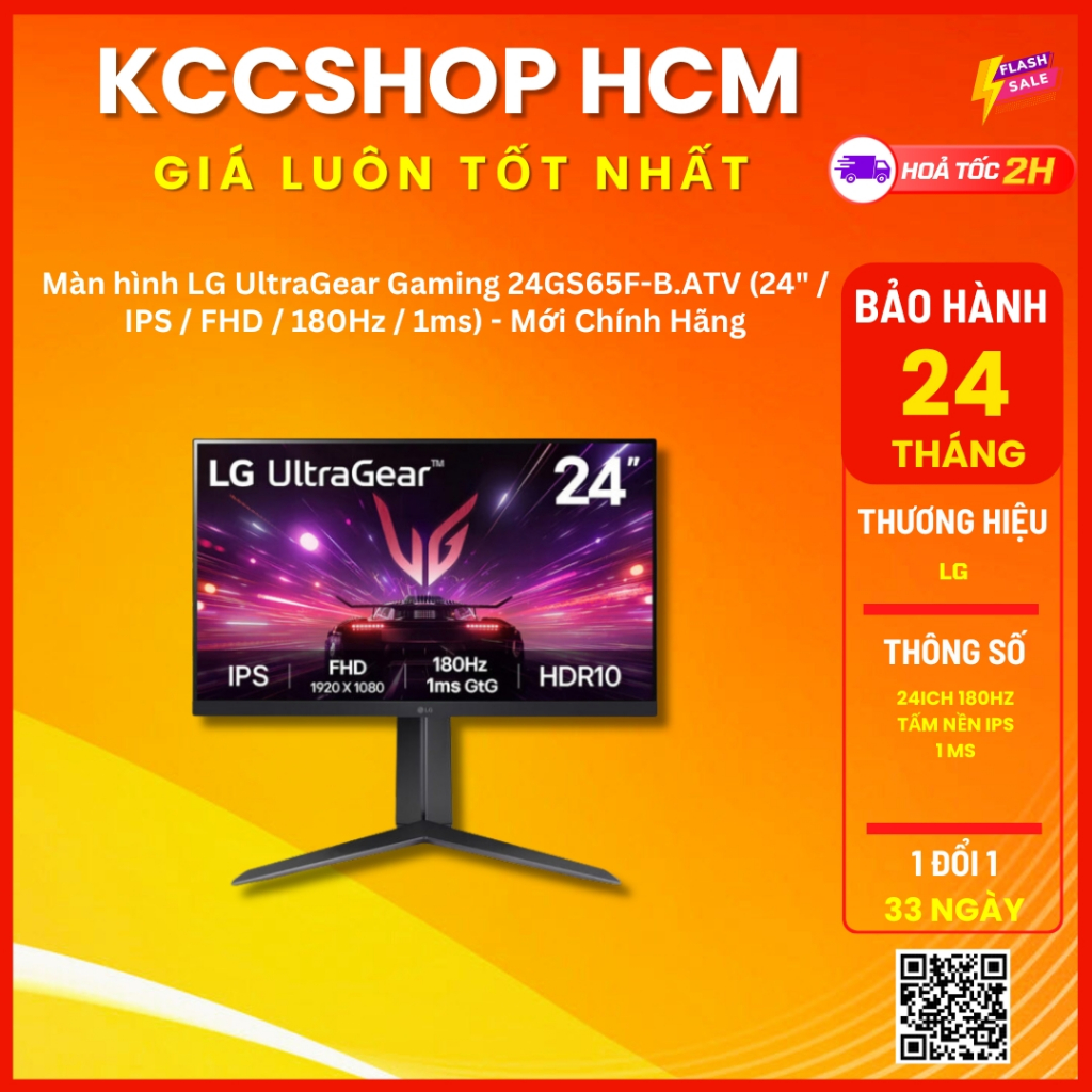 Màn hình LG UltraGear Gaming 24GS65F-B.ATV (24" / IPS / FHD / 180Hz / 1ms) - Hàng mới chính hãng ...