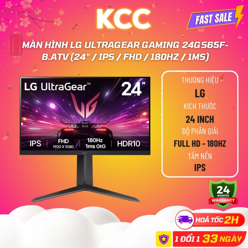 Màn hình LG UltraGear Gaming 24GS65F-B.ATV (24" / IPS / FHD / 180Hz / 1ms) - Mới, bảo hành 2 năm ...