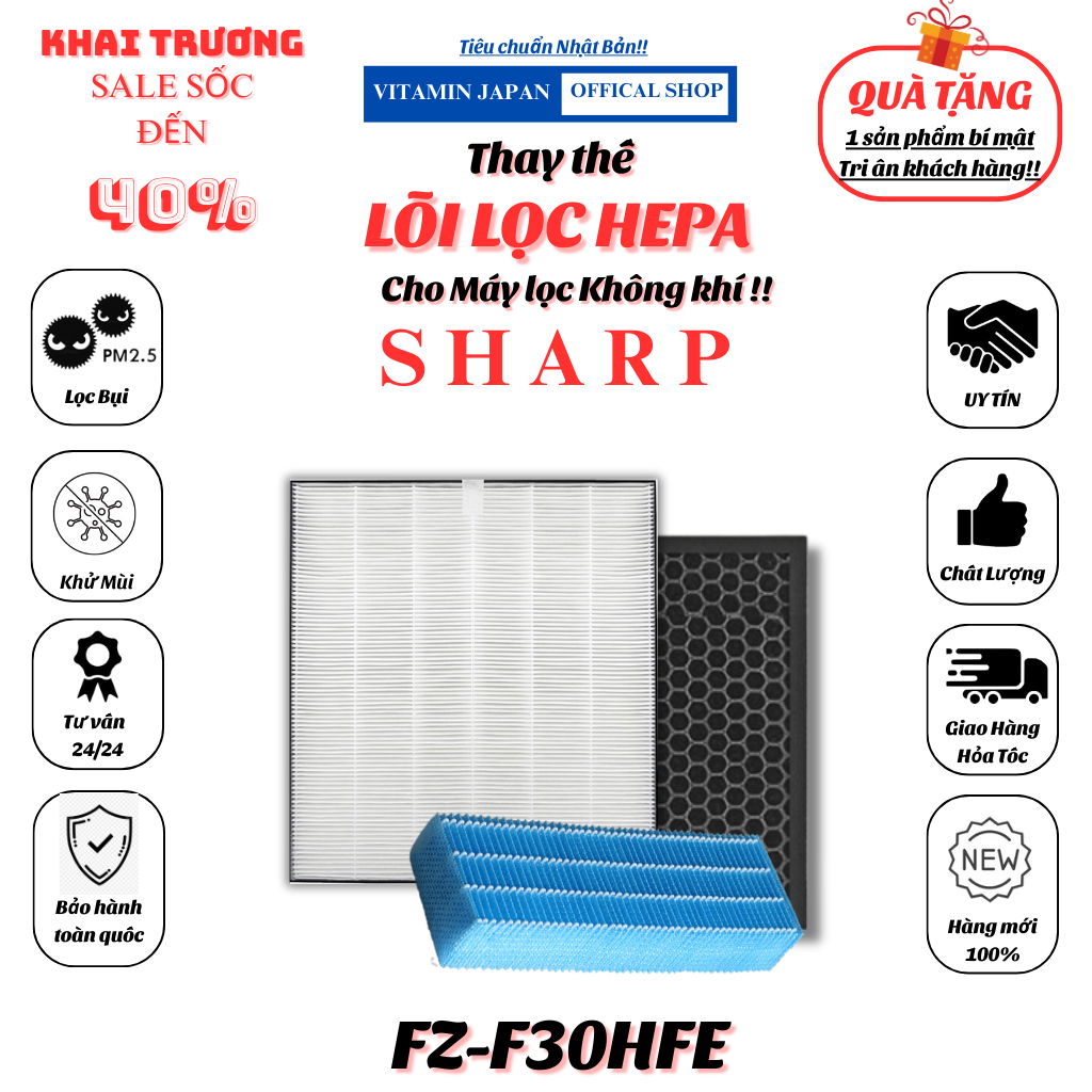 Màng lọc không khí Sharp: KC-30EV, 30T5, 30T6, 30T7; FP-J30E, JM30V, F30E, GM30E, FU-A28EV ...