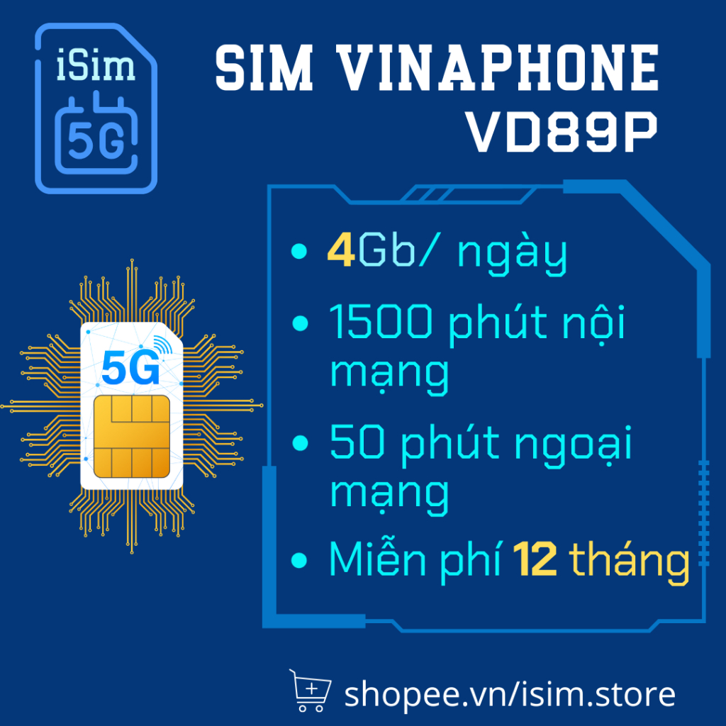 [Có Esim] Sim 5G Vinaphone VD89P- 4Gb/ngày [MIỄN PHÍ 14 THÁNG SỬ DỤNG ...