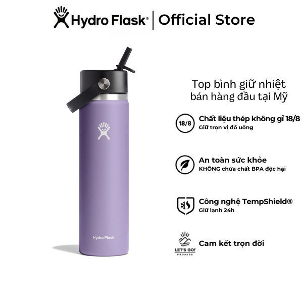 Bình Nước Giữ Lạnh Hydro Flask Wide Flex Straw Cap 24 oz (710ml) – W24BFS Hàng chính hãng(Season ...