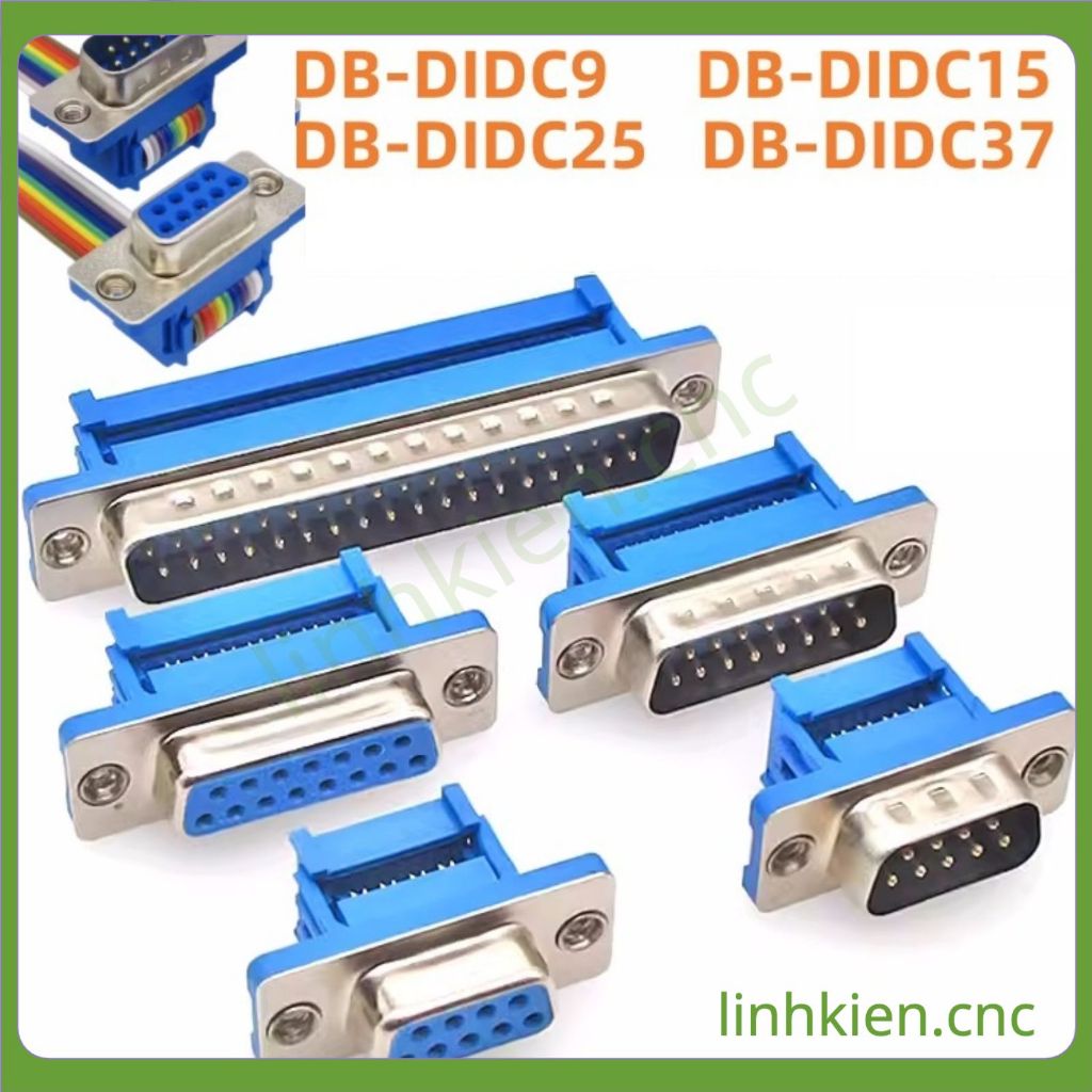 Đầu bấm cáp bẹ IDC kẹp IDE 9 IDC 15 IDC 25 IDC37 Pin Đực, Cái, đầu com DB9, DB15, DB15 VGA, DB25 ...