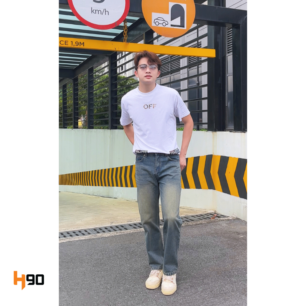 Quần Jean Nam H90 Dáng Suông Ống Đứng Unisex Chất Bò Không Co Giãn Cao ...