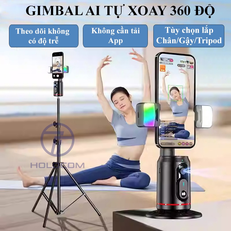Gimbal Điện Thoại Q02 Tự Xoay 360 Độ Theo Người, Chân Quay Chống Rung Để Quay Video Vlog ...
