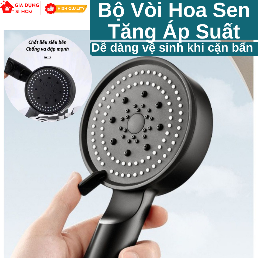 Vòi Sen Tăng Áp 5 Chế Độ Tiết Kiệm Nước Vòi Hoa Sen Tăng Áp Cầm Tay Màu Đen Sang Trọng | Shopee ...