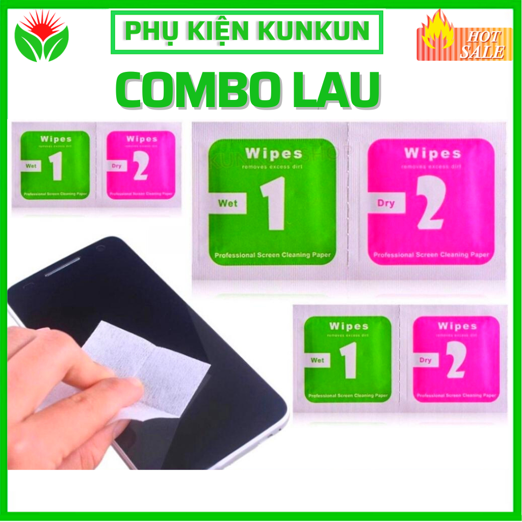 Bộ giấy lau dán cường lực combo 1 + 2, Lau màn hình điện thoại [KunKun] Thay Thế | Shopee Việt Nam