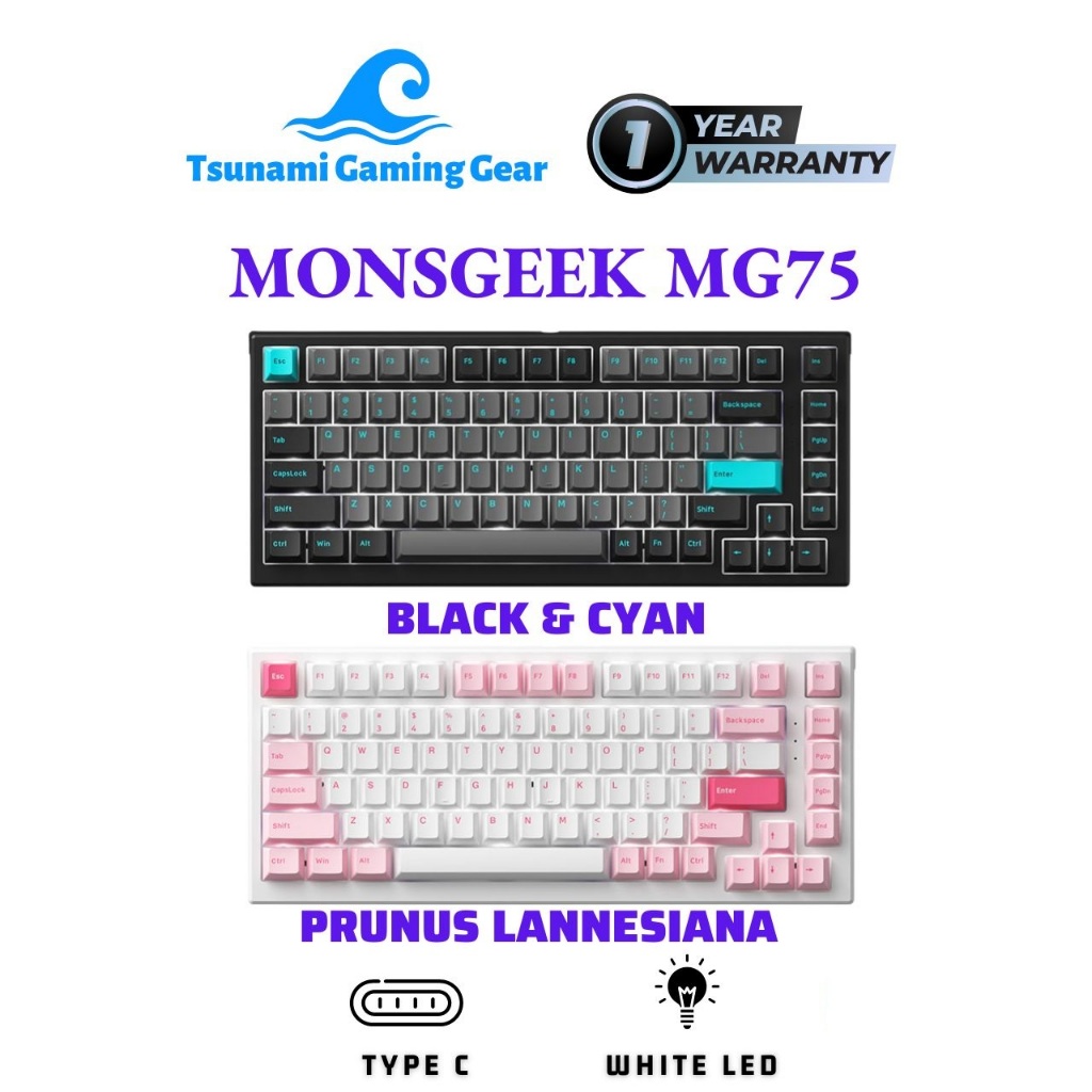 Bàn phím cơ MonsGeek MG75 Black Cyan | MonsGeek MG75 Prunus Lannesiana ...
