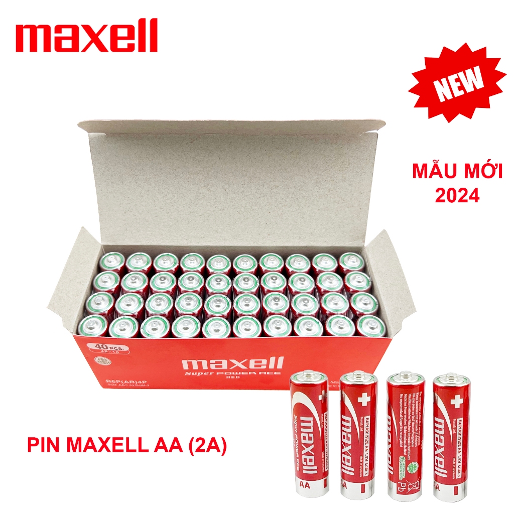 Pin tiểu Maxell AA (2A) R6P carbon Siêu Bền (Đỏ) Maxell Super Power Ace ...