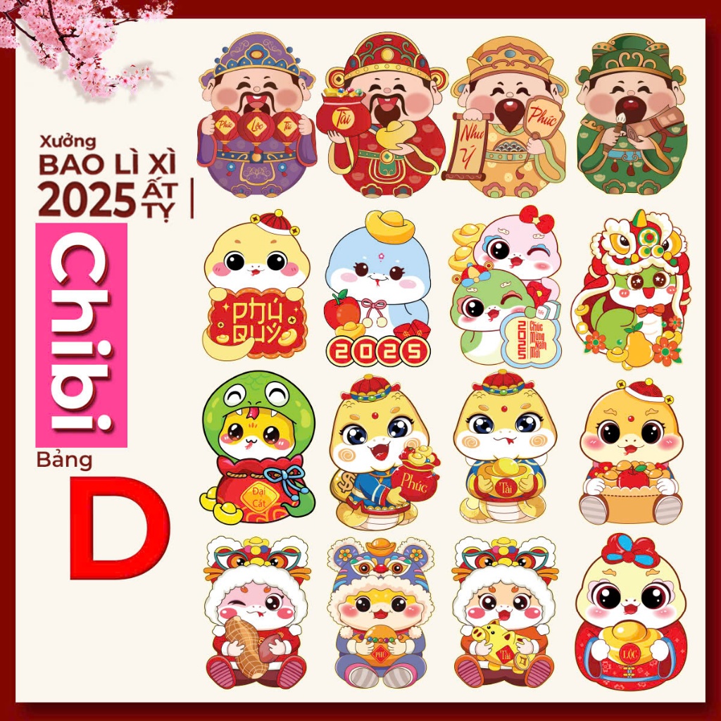 Combo 50/100 bao lì xì chipi hoạt hình tết lì xì chibi mẫu mới đẹp ...