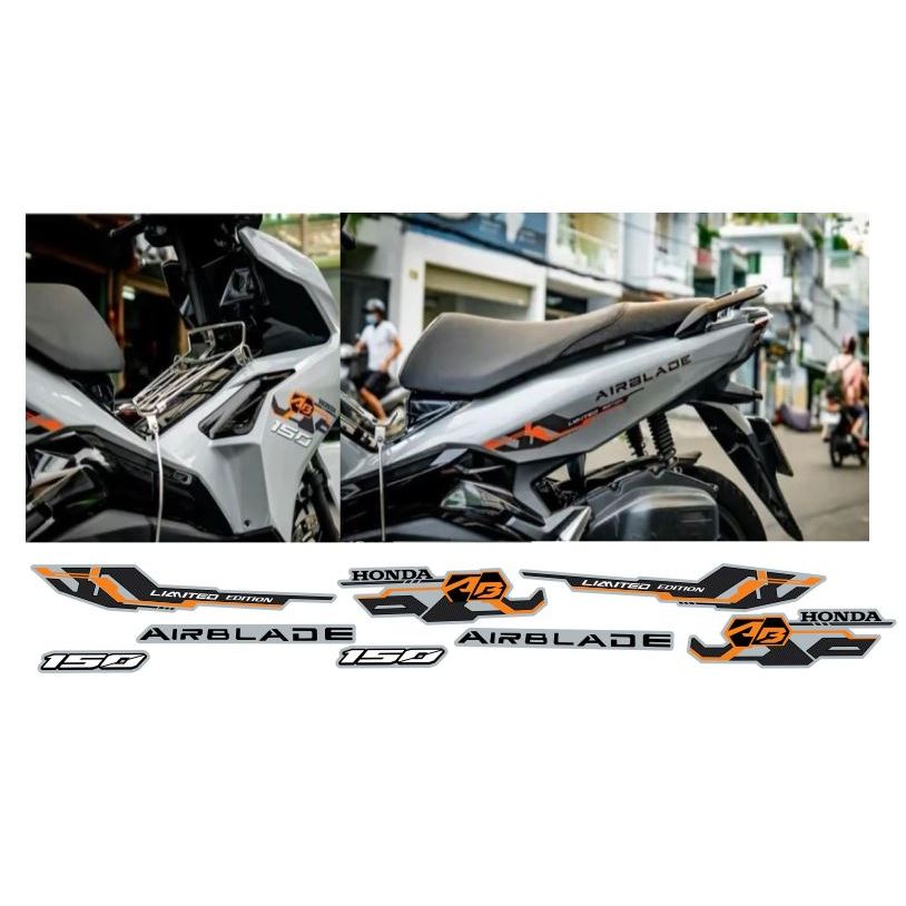 tem ab airblade 150 bạc cam mẫu số 5 decal rời 3 lớp | Shopee Việt Nam