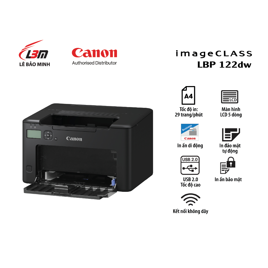 Máy in laser đen trắng Canon LBP 122DW (In đảo mặt| A4| A5| USB| LAN ...