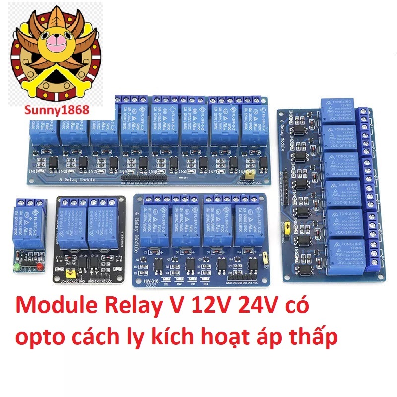Module Relay 1 2 4 kênh 5V 12V 24V Relay Với Opto Cách Ly Kích Hoạt Áp ...