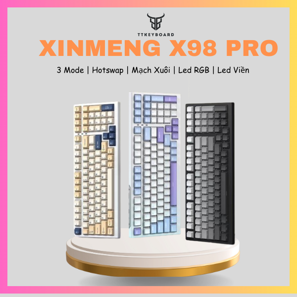 [Hỏa Tốc]Bàn Phím Cơ Bluetooth Xinmeng X98 PRO - Led RGB - Led Viền ...