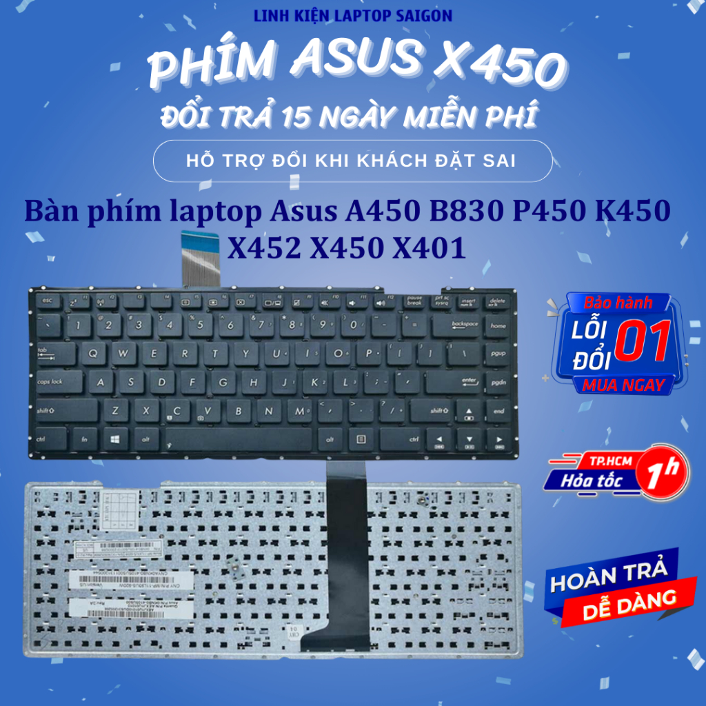 Bàn phím laptop Asus A450 B830 P450 K450 X452 X450 X401 ZIN BẢO HÀNH 12 ...