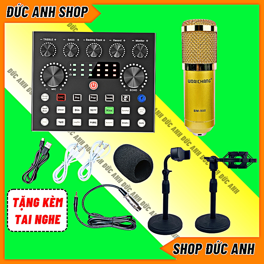 Bộ Sound Card V8S Pro 2024 Mic BM900 Siêu Hút Hát Nhẹ, Chip Xử Lý Âm ...
