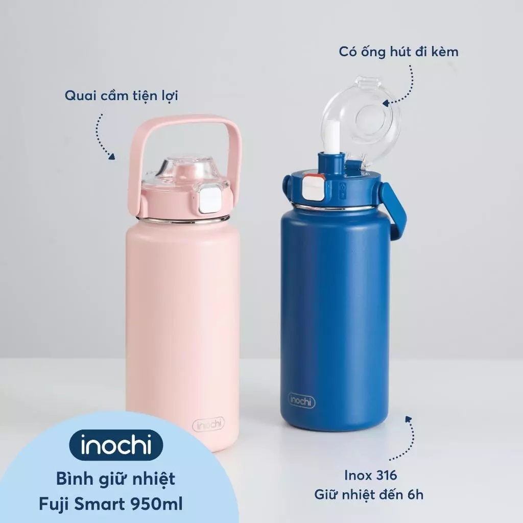 Bình giữ nhiệt inochi Fuji Inox Cao Cấp Nút bấm có vòng chốt khóa bên ...