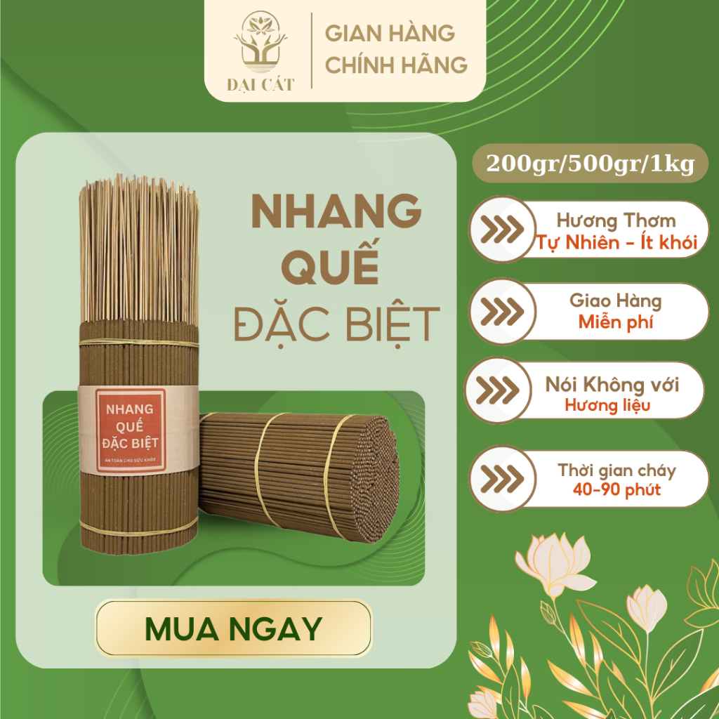 200GR Nhang Quế ĐẶC BIỆT ĐẠI CÁT, Nhang Sạch Cao Cấp, Hương Thơm Thảo ...