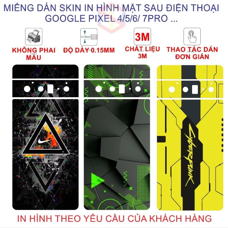 (GG pixel 9/8/7/6/5/4/3/2) Miếng dán Skin (nắp lưng) mặt sau các loại ...