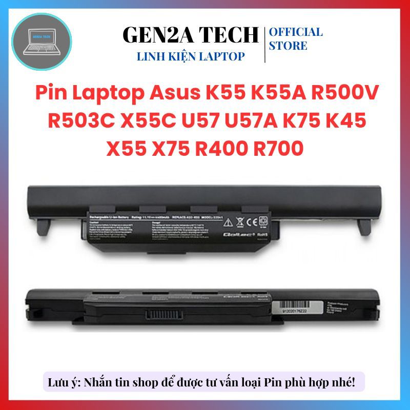 Pin Laptop Asus K55 K55A R500V R503C X55C U57 U57A K75 K45 X55 X75 R400 ...