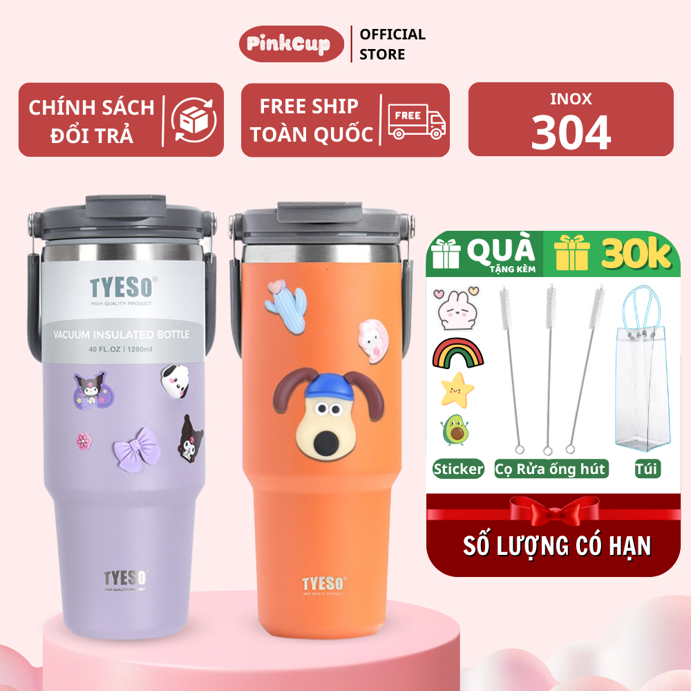 Ly Giữ Nhiệt, Bình Nước Giữ Nhiệt Tyeso Nóng Lạnh 24H PINKCUP Không Đổ ...