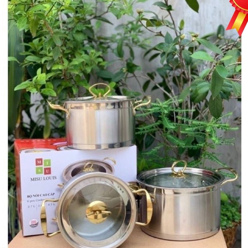 Bộ 3 Nồi Misu Louis Inox 304 Cao Cấp - Bộ Nồi Inox đáy 3 Lớp Nguyên ...