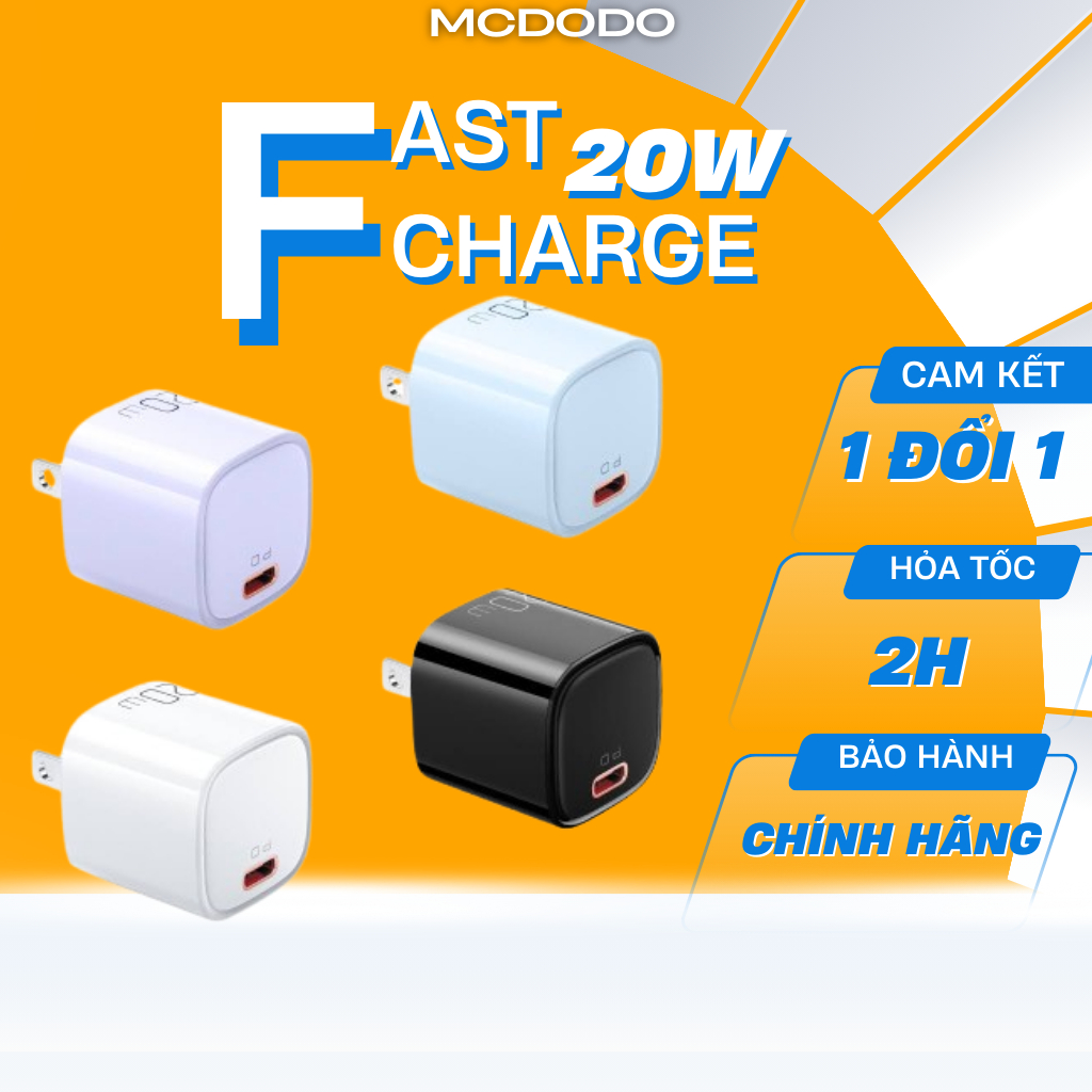 Bộ củ sạc nhanh 20W, Củ sạc IP nhanh MCDODO PD 20W Cho iP 14 13 12 Pro max 11 8 | Beecube ...