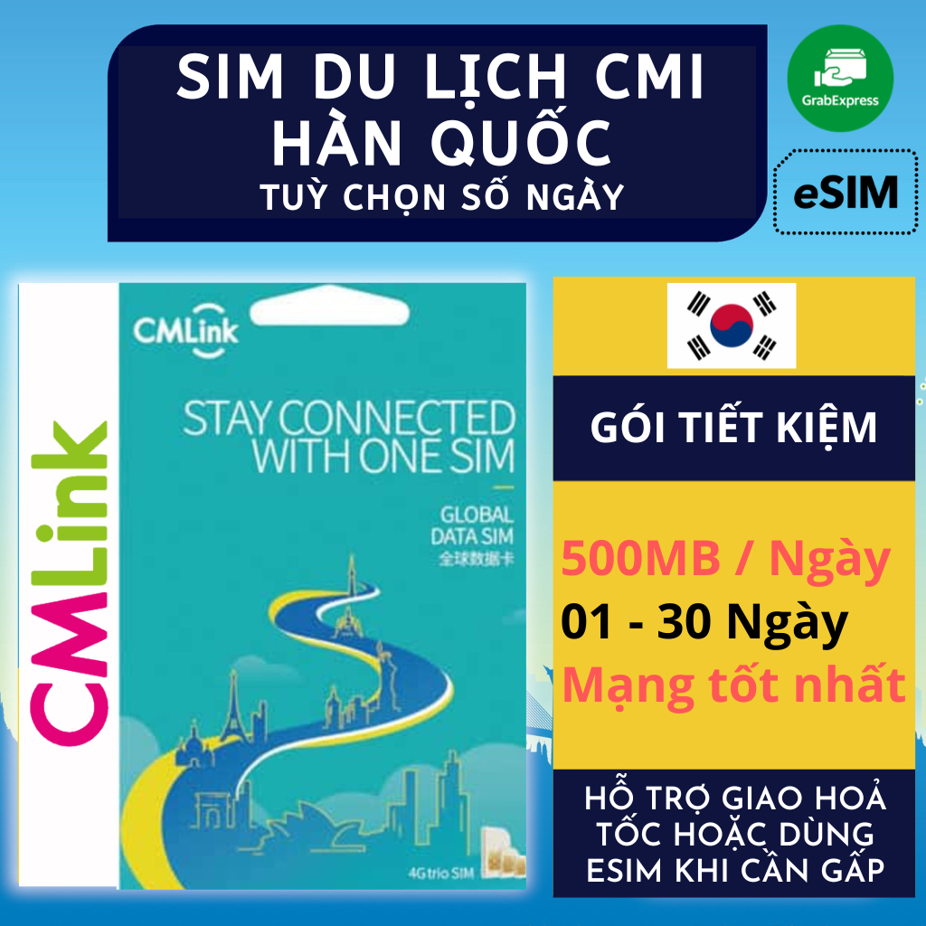 [GÓI TIẾT KIỆM] Sim du lịch Hàn Quốc tốc độ cao 4G 5G dùng mạng JOYTEL và CMLINK | Shopee Việt Nam