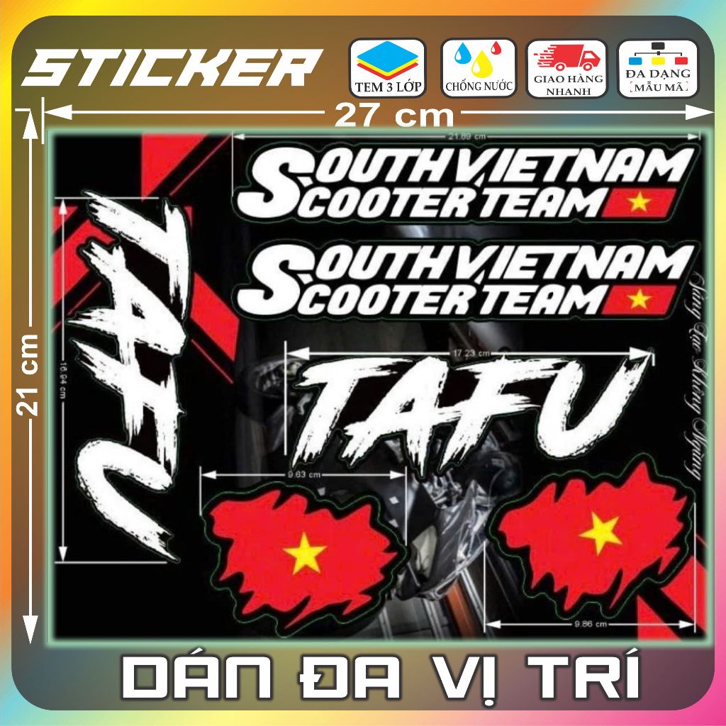 Tem dán Sticker chữ tafu lá cờ dán đa vị trí | Shopee Việt Nam