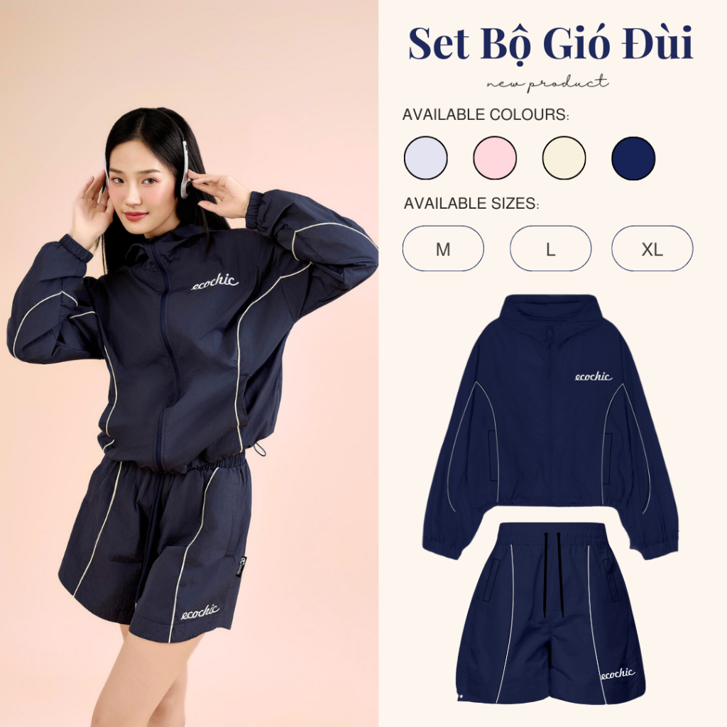 Set Bộ Gió Quần Đùi ECOCHIC DELINE Chính Hãng Áo Khoác Quần Đùi Bo Chun ...