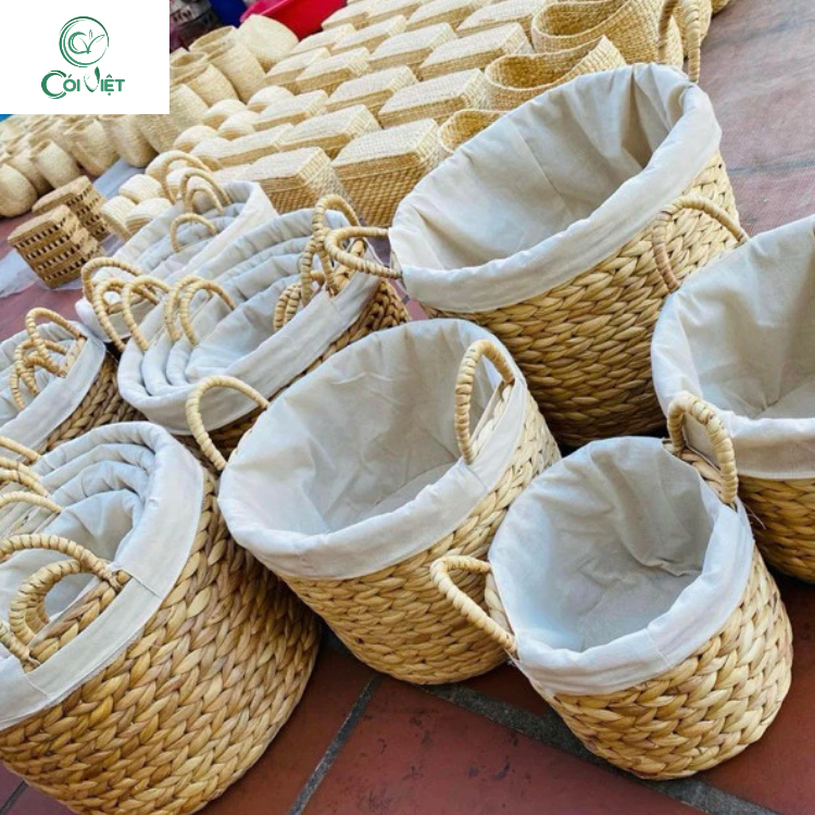 Giỏ lục bình tròn Cói Việt đựng đồ decor, trang trí | Shopee Việt Nam