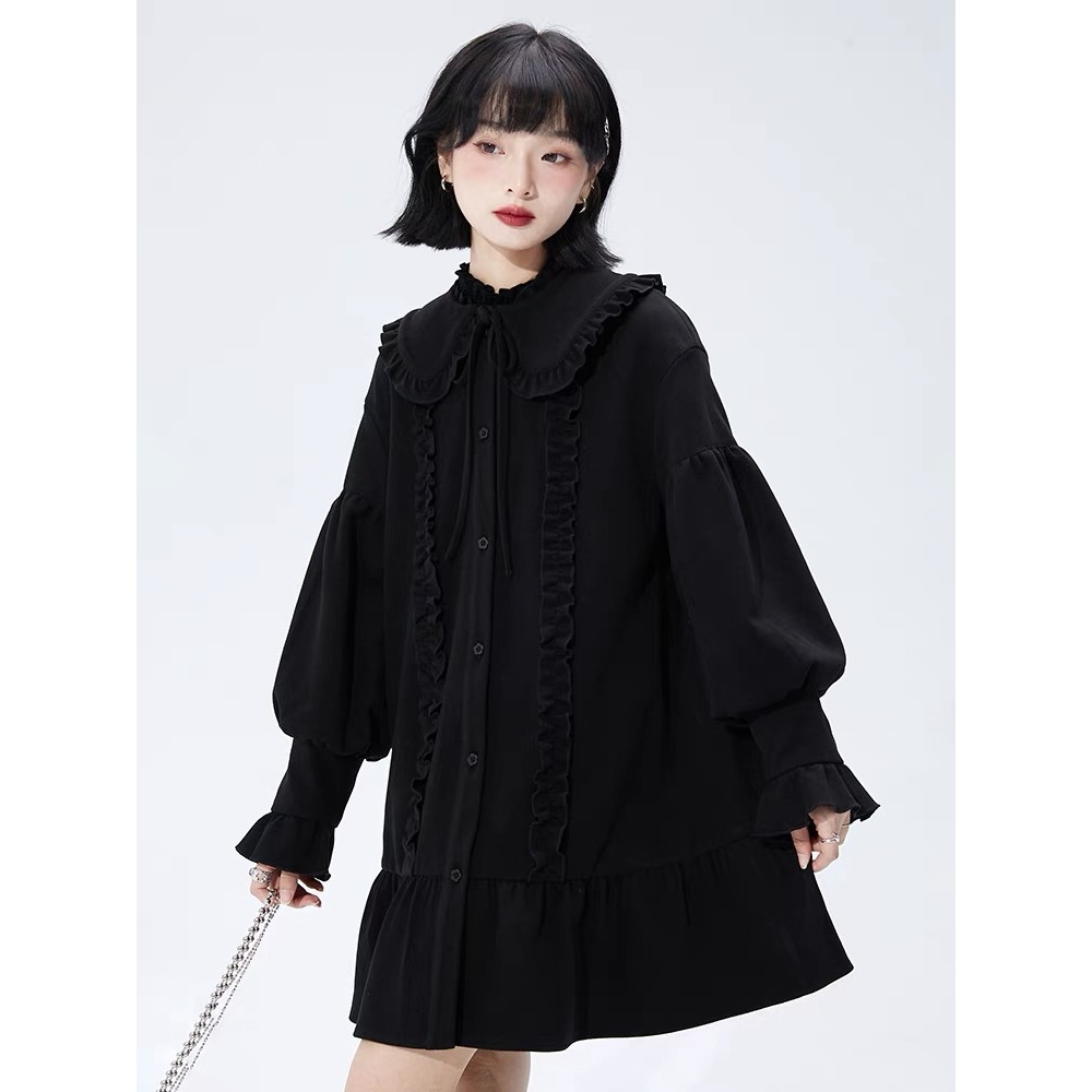 Đầm babydoll dài tay dáng sơ mi - Đầm tay bồng cổ búp bê phong cách lolita V903 (KHÔNG BAO GỒM ...