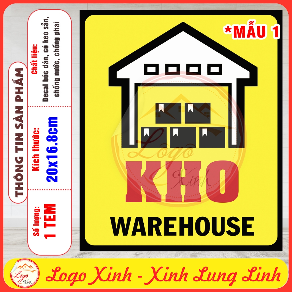 LOGO TEM STICKER BIẾN NHÀ KHO, KHO BÃI, WAREHOUSE DÙNG CHO VĂN PHÒNG ...