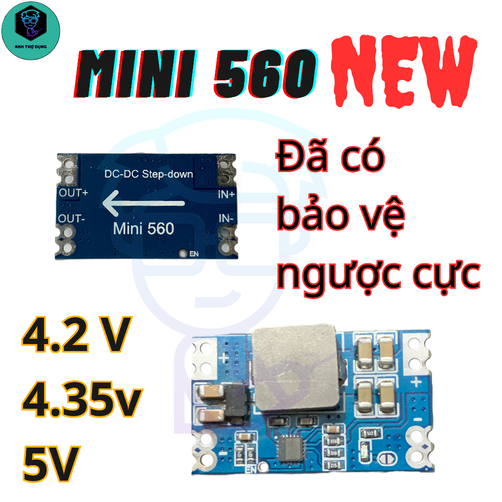 Mạch hạ áp mini 560 5A DC-DC ra 4.2V, 4.35V, 5V module Buck áp | Shopee ...