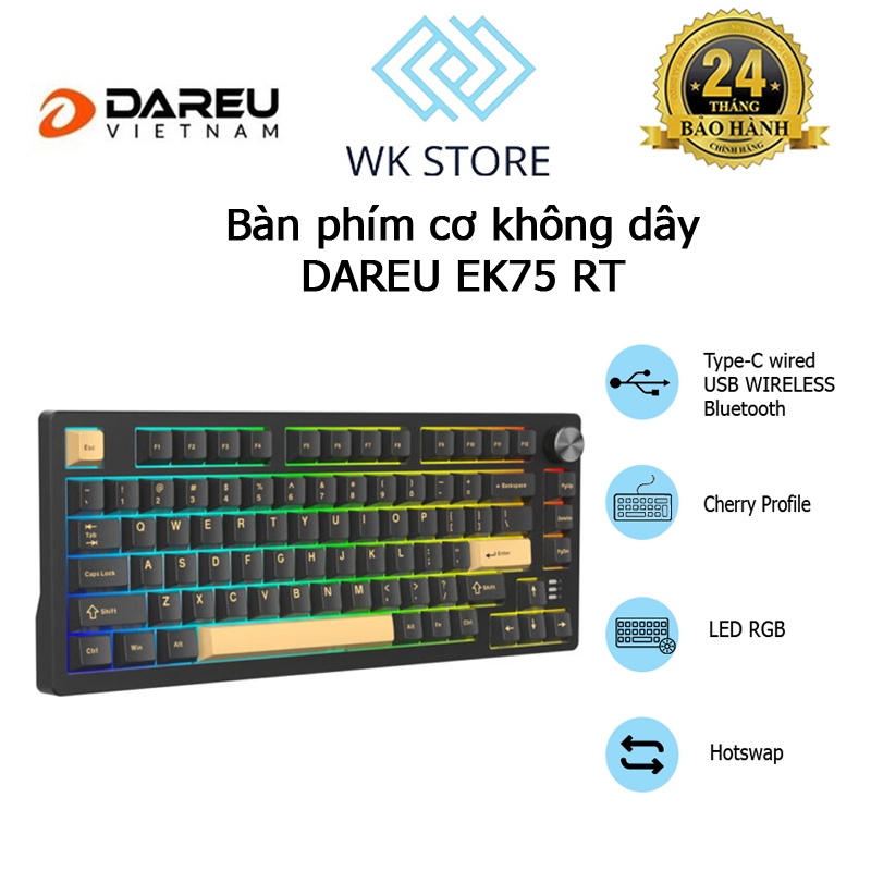 Bàn phím cơ không dây DAREU EK75 RT Rapid Trigger | RGB | PBT Double ...