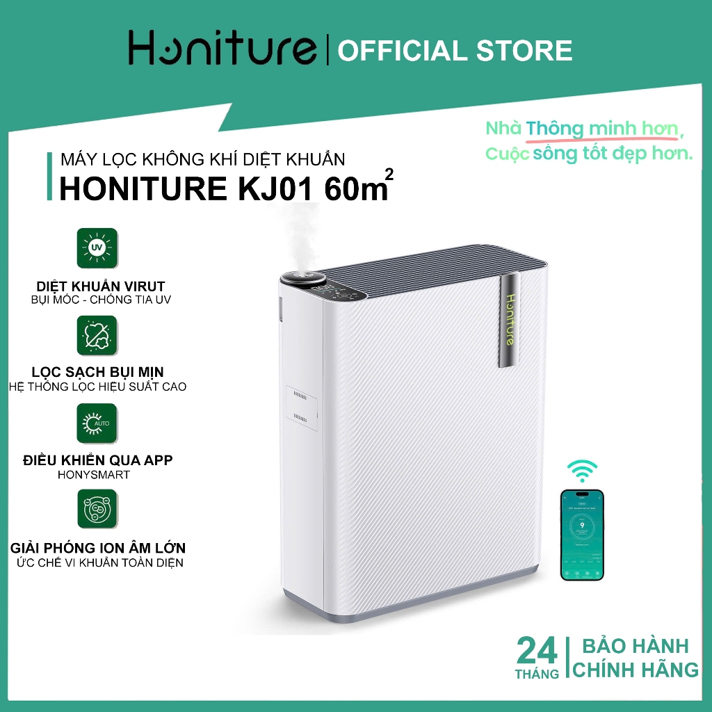 Máy Lọc Không Khí Diệt Khuẩn Honiture KJ01 cho phòng ngủ, vật nuôi, máy ...