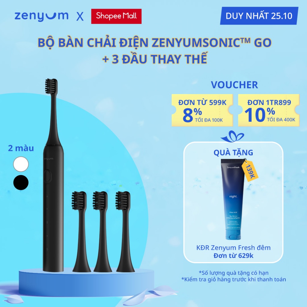 Bộ Bàn Chải Điện Zenyum Sonic GO Cơ Bản - 1 Bàn Chải + 3 Đầu Thay Thế ...