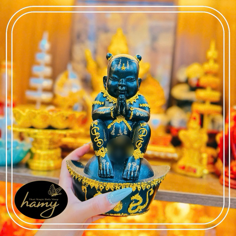 [HAMY] tượng trang trí baby cute chấp tay màu đen | Shopee Việt Nam
