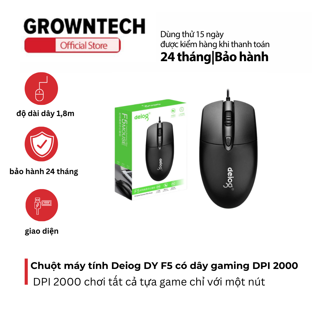 Chuột máy tính Deiog DY F5 có dây gaming DPI 2000 chơi tất cả game ...