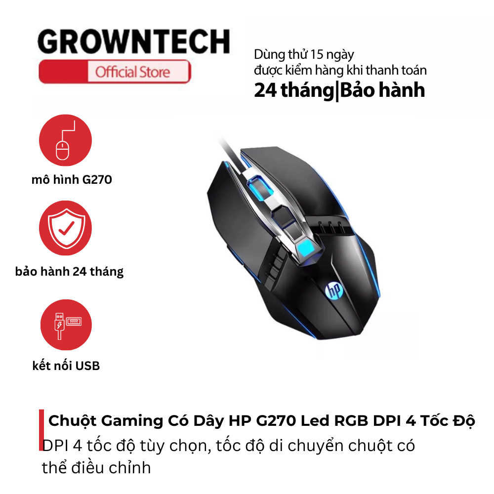 Chuột Gaming Có Dây HP G270 Led RGB DPI 4 Tốc Độ | Shopee Việt Nam