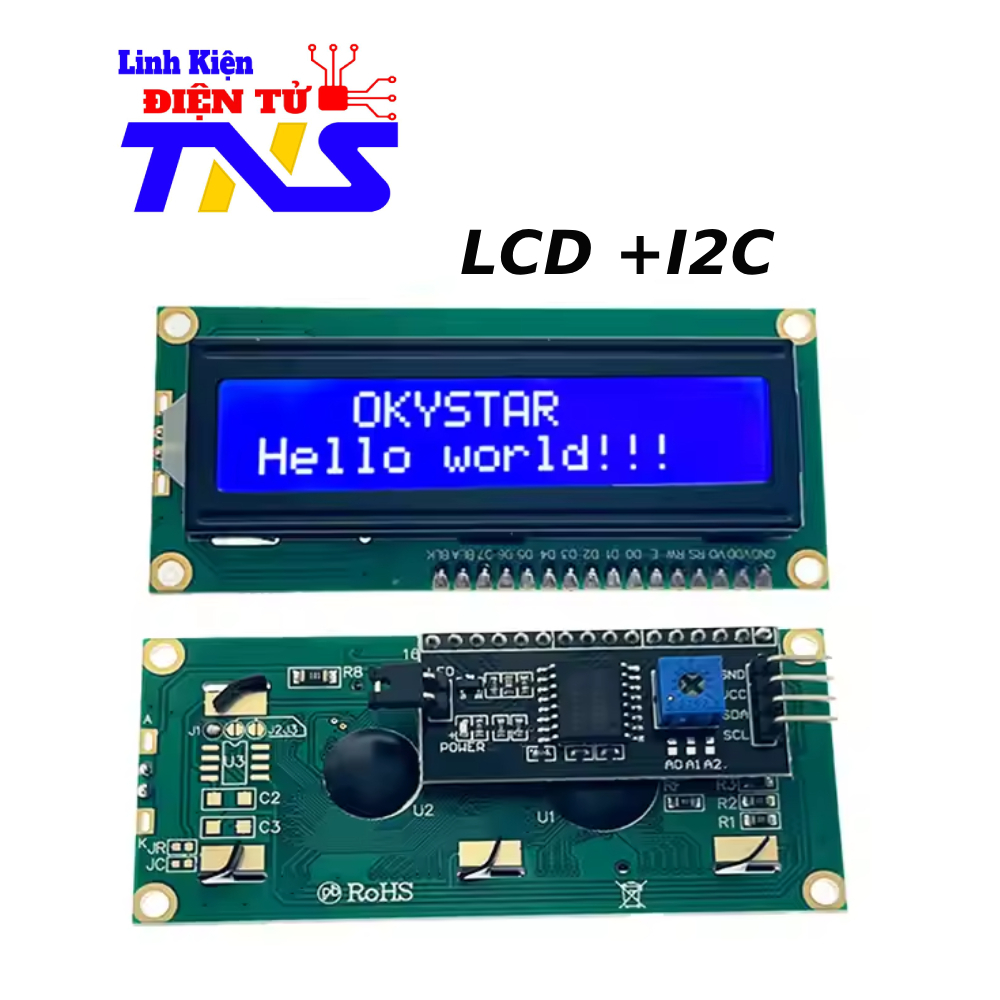 LCD Màn hình LCD 1602 kèm module I2C hàn sẳn màu xanh dương - Linh kiện ...