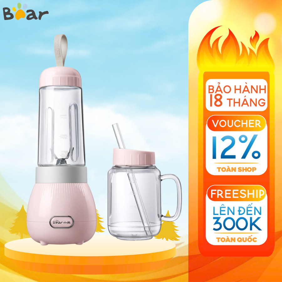 Máy xay sinh tố cầm tay 0.4L Bear LLJ-C04W1, 150W, 4 Lưỡi dao inox xay đá bi, Chính Hãng,BH 18 ...