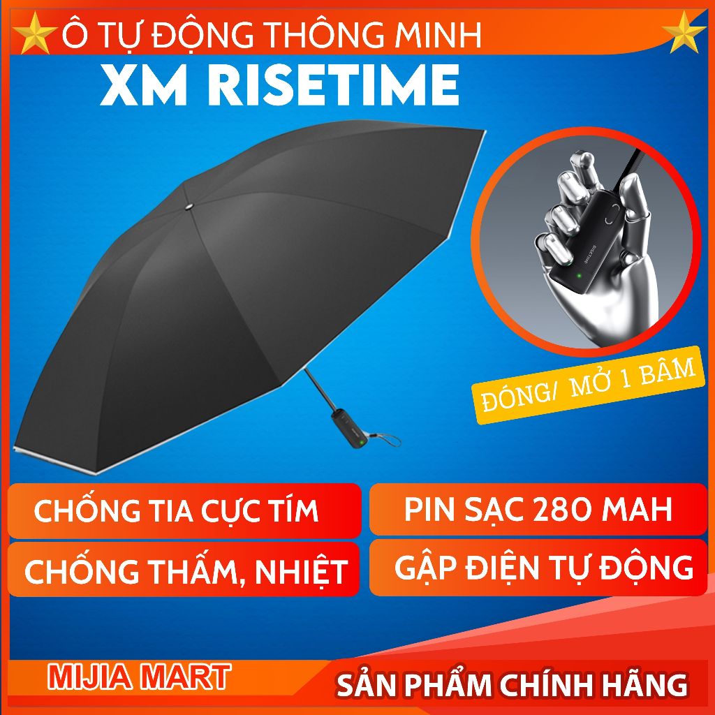 Ô GẤP GỌN THÔNG MINH XM RISETIME , Dù Che Mưa Gấp Gọn chống thấm, đóng - mở 1 bấm | Shopee Việt Nam