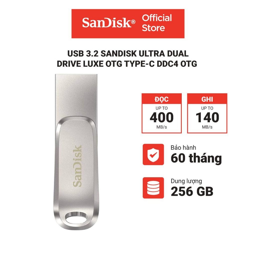 USB 3.2 Sandisk Ultra Dual Drive Luxe 32GB - 64GB - 128GB - 256GB 400MB ...
