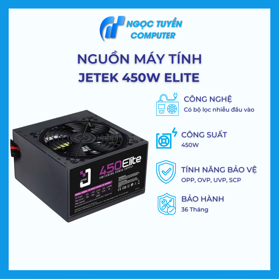 Nguồn máy tính Jetek 450 Elite 450W (Màu Đen) - NEW - Bảo hành 36 tháng | Shopee Việt Nam